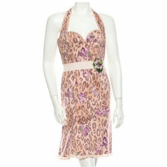 Blumarine | Dresses | Blumarine Retro Pin Up Halter Leopard Dress ...